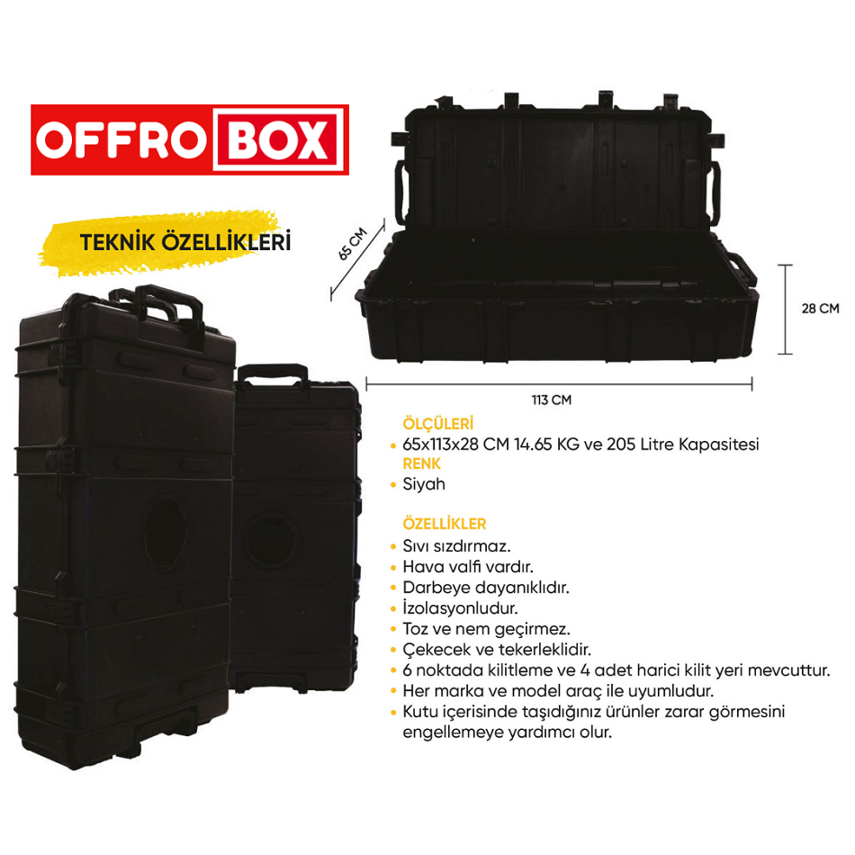 Ford Ranger Off Road Box Büyük Saklama Kutusu Off Road Sandık 113x65X28 cm